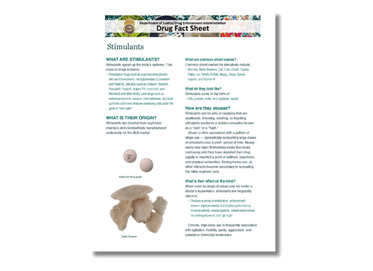Drug Fact Sheet: Stimulants - The Nevada Opioid Center of Excellence (NOCE)